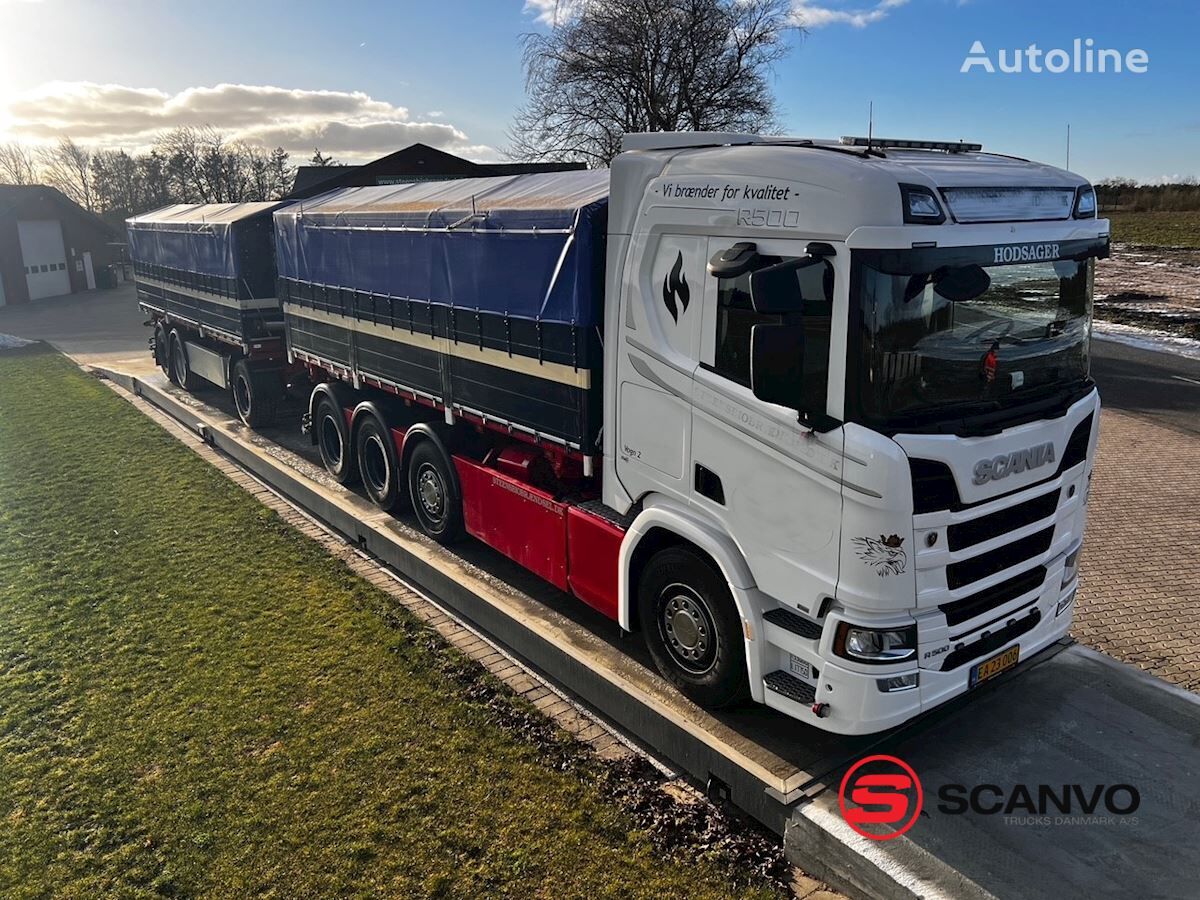 Scania R500 B kamion s ravnom platformom + prikolica sa ravnom platformom