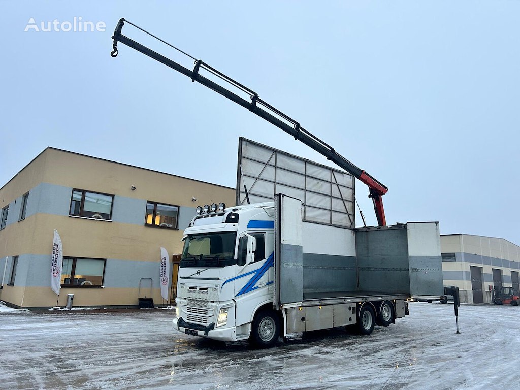 Volvo FH460 6X2*4 EURO6 + PALFINGER PK1400I-EH + LIFTING ROOF +SIDE OP kamion s ravnom platformom