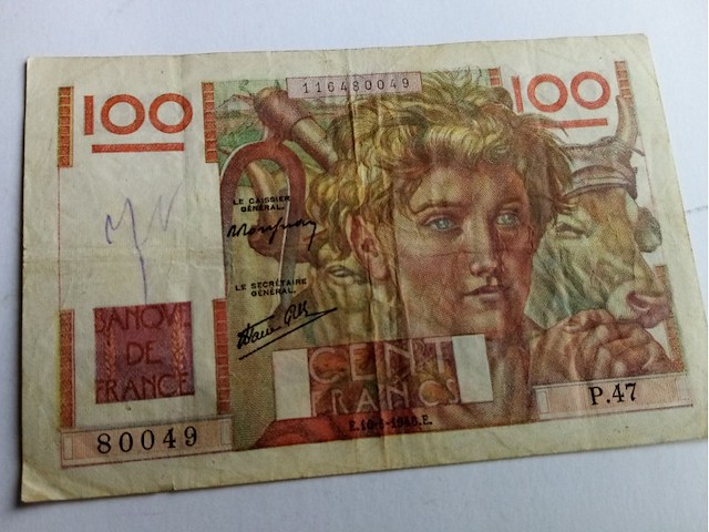 100 franaka,Francuska,1946,vf.