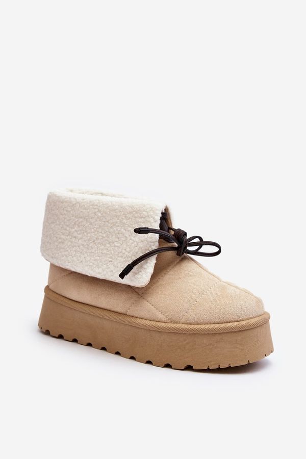 PS1 SNOW BOOTS ON PLATFORM WITH FUR LIGHT BEIGE OLIMUKA