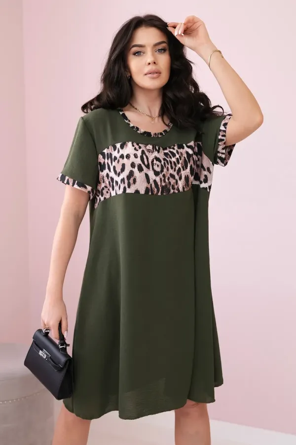 WŁOSKI LEOPARD PRINT DRESS KHAKI