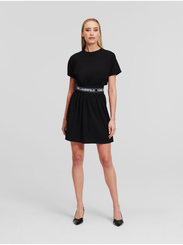 BLACK WOMEN'S DRESS KARL LAGERFELD LOGO - WOMEN'S