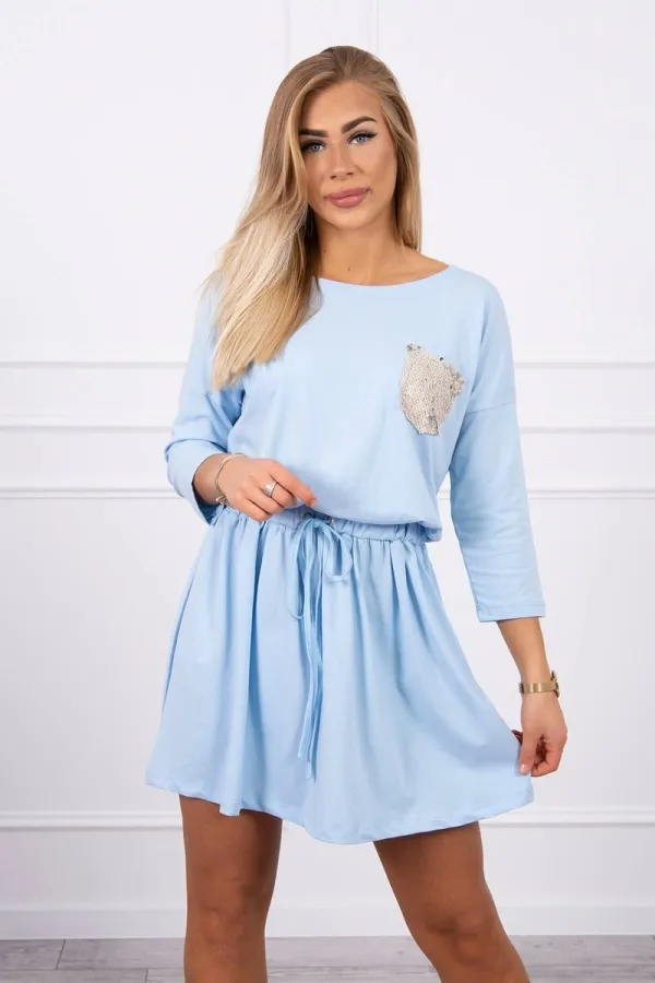 MARKA NIEZDEFINIOWANA DRESS WITH SEQUIN POCKET AZURE