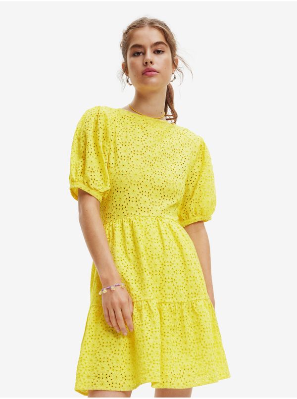 YELLOW WOMEN PATTERNED DRESS DESIGUAL LIMON - WOMEN
