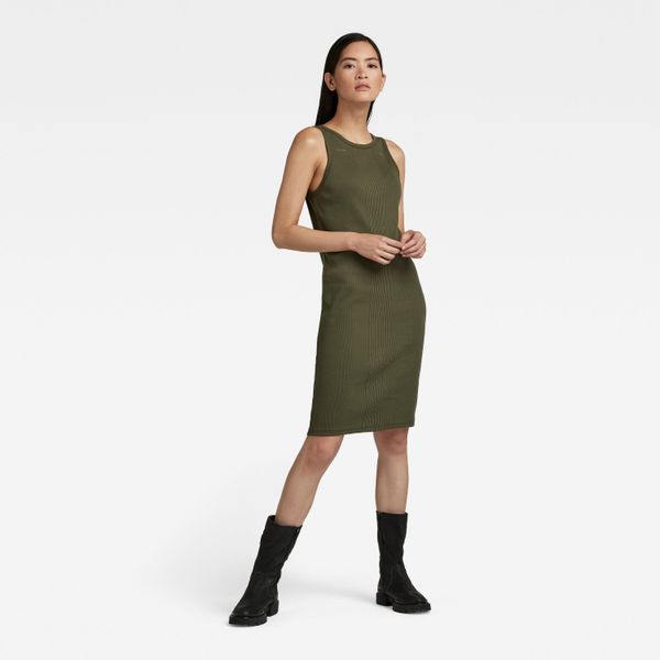 G-STAR DRESS - ENGINEERED RIB TANK DRESS GREEN