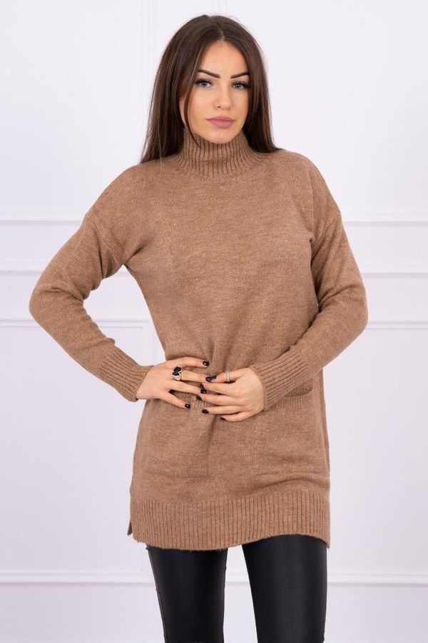 SWEATER WITH STAND-UP COLLAR CAMEL