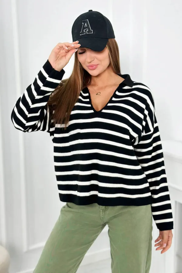 MARKA NIEZDEFINIOWANA STRIPED SWEATER ECRU