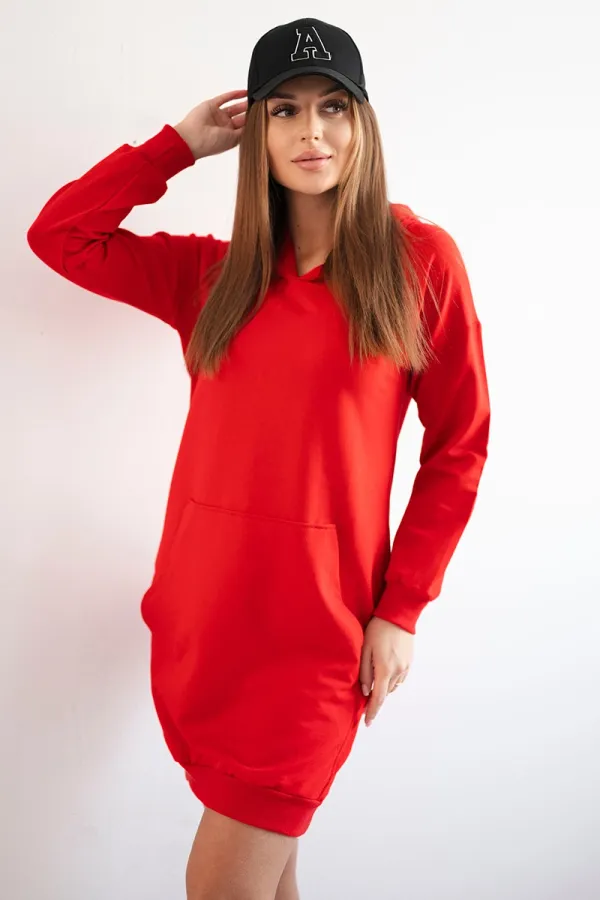 MARKA NIEZDEFINIOWANA HOODED DRESS RED
