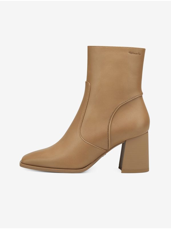 TAMARIS LIGHT LEATHER HEELED ANKLE BOOTS - WOMEN