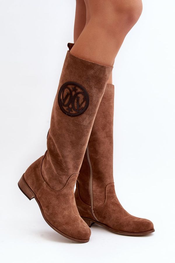 WOMEN'S BROWN SUEDE OVER-THE-KNEE BOOTS ZAZOO