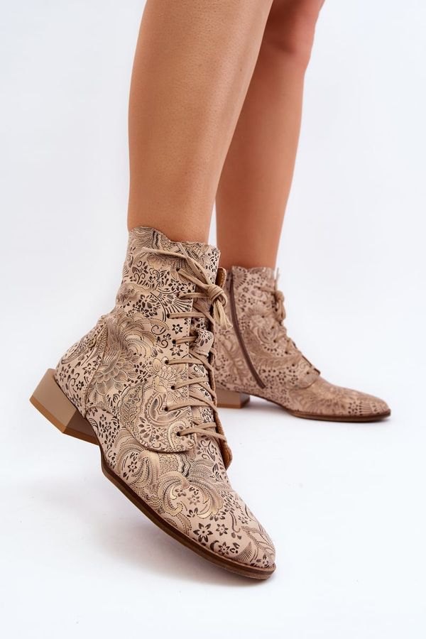 LEATHER PATTERNED FLAT HEEL ANKLE BOOTS MACIEJKA