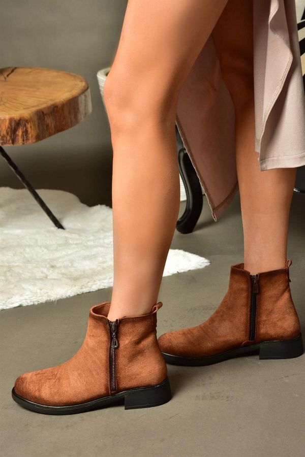 FOX SHOES R374050402 WOMEN'S TAN SUEDE LOW-SOLED BOOTS