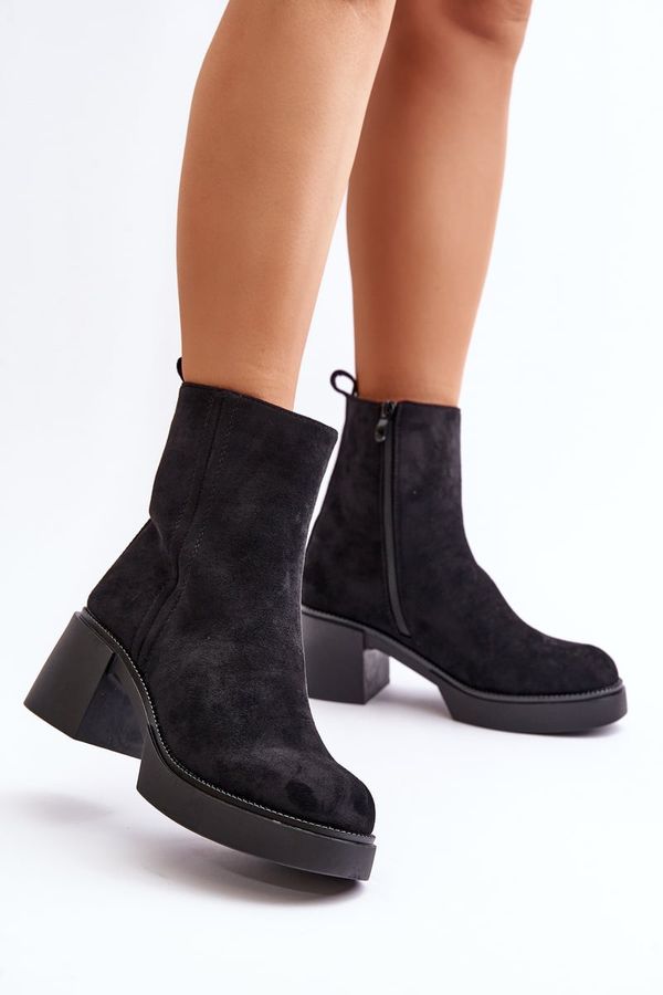 ECO SUEDE WOMEN'S ANKLE BOOTS INSULATED BLACK MERILUNA