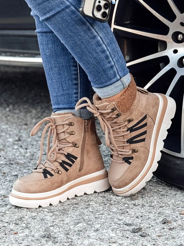 BOTKI DAMSKIE COZYLOFT OCIEPLANE TREKKINGOWE KHAKI DSTREET