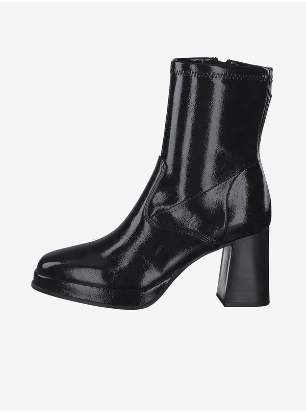 BLACK TAMARIS HIGH HEELED ANKLE BOOTS - WOMEN