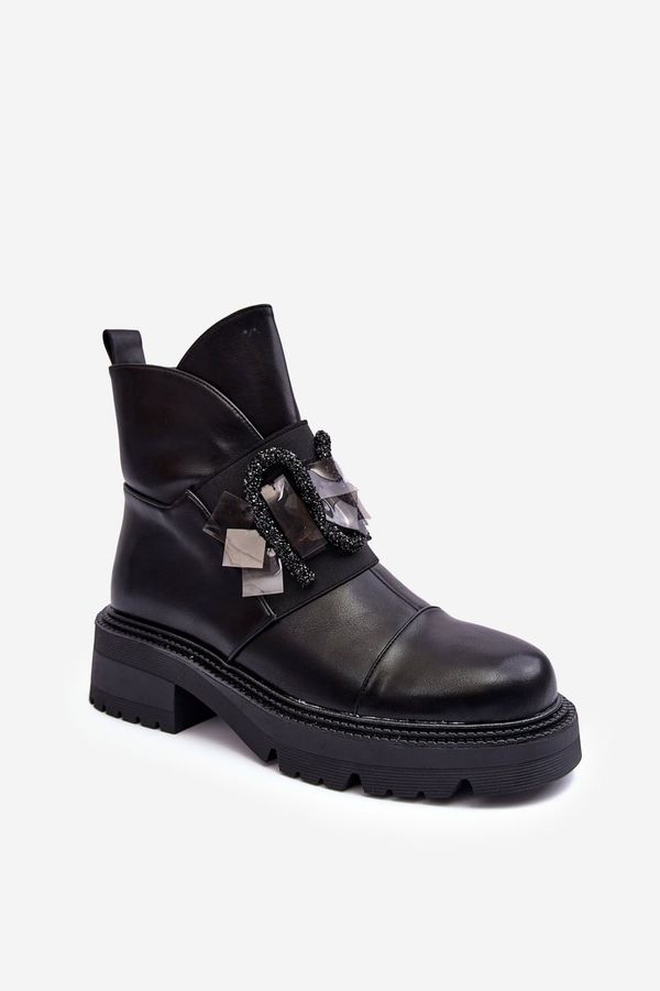 S. BARSKI WOMEN'S FLAT HEEL AND PLATFORM ANKLE BOOTS BLACK LINESTTA