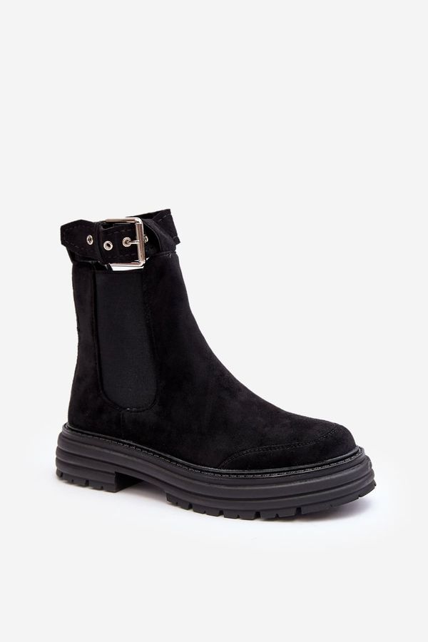 CHELSEA SUEDE BOOTS WITH A MASSIVE SOLE, BLACK OZARO