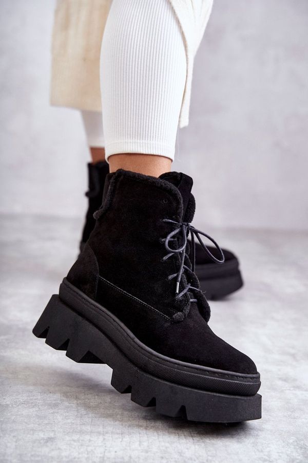 LEMAR SUEDE WARM LACE-UP BOOTS BLACK ELISABETH