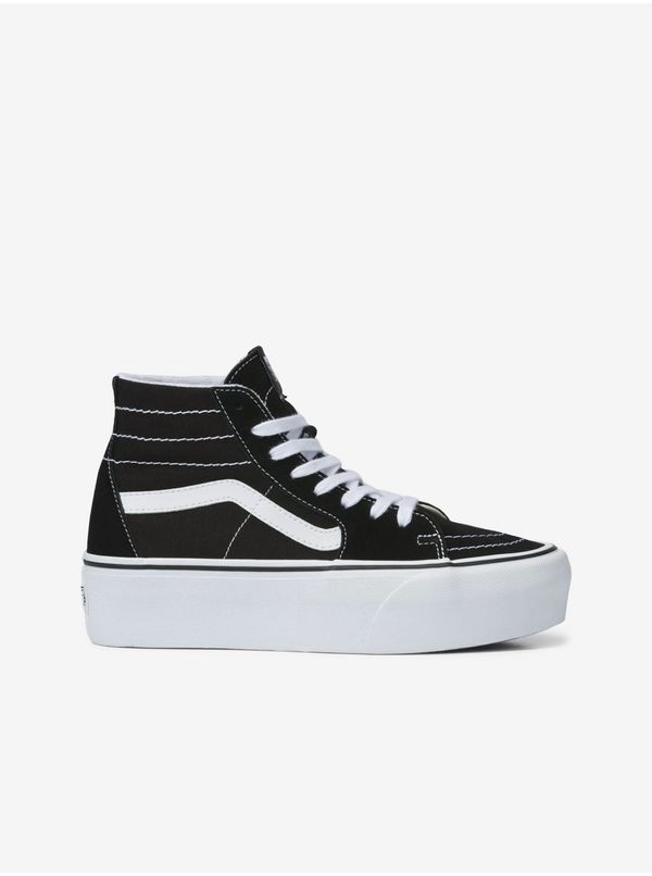 BLACK WOMEN'S ANKLE LEATHER SNEAKERS ON THE VANS SK8-HI T PLATFORM - WOMEN'S