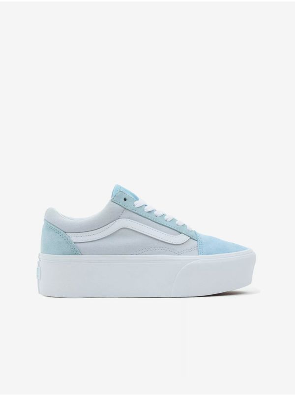 LIGHT BLUE WOMENS SUEDE SNEAKERS ON THE PLATFORM VANS OLD SKOOL - WOMEN