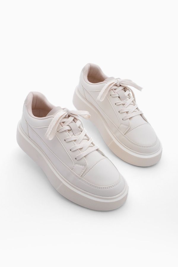 MARJIN WOMEN'S SNEAKER THICK SOLE SPORTS SHOES DOMEN EKRU