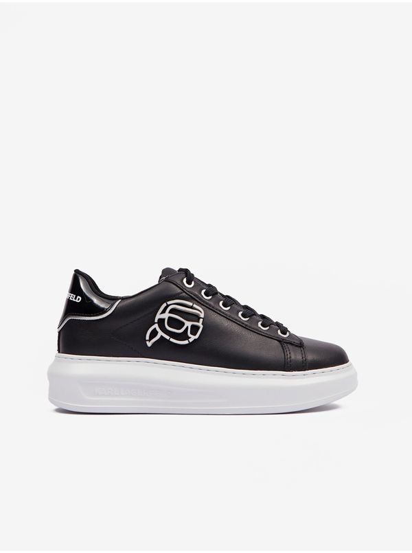 BLACK WOMEN'S LEATHER SNEAKERS KARL LAGERFELD KAPRI NFT OUTLINE - WOMEN'S