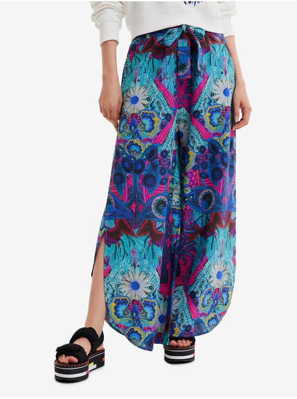 PINK-TURQUOISE WOMEN'S PATTERNED LOOSE PANTS DESIGUAL LILE-LACROIX - LADIES