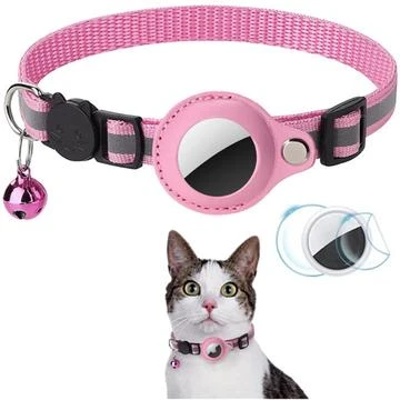 REFLECTIVE PET COLLAR WITH AIRTAG HOLDER AND BELL - CATS AND SMALL DOGS