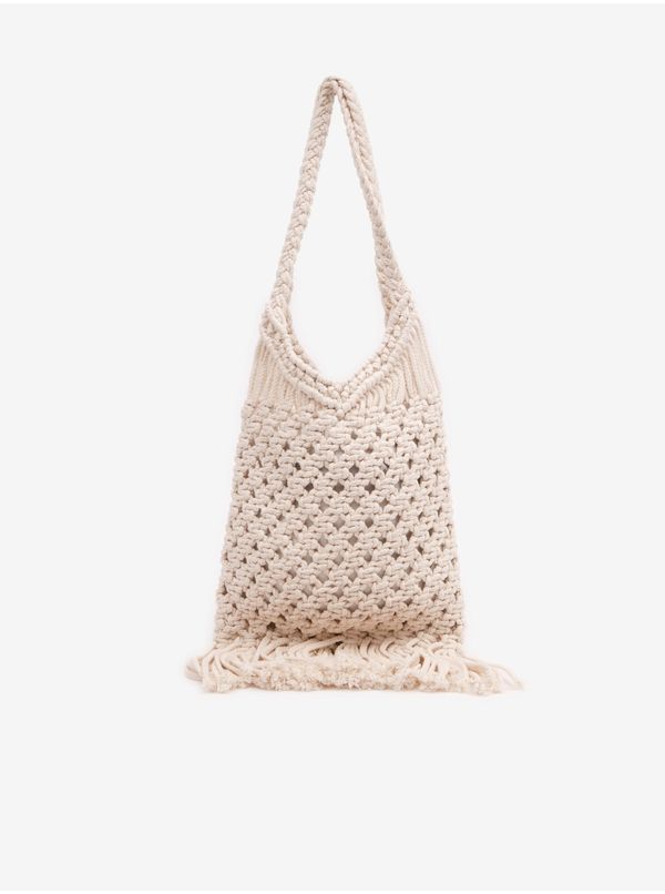 ORSAY WHITE LADIES KNITTED BAG WITH DECORATIVE DETAIL - WOMEN