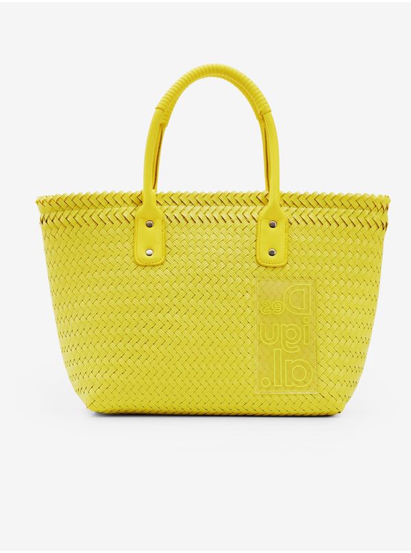 YELLOW LADIES HANDBAG DESIGUAL BASKET BRAIDED ZAIRE - WOMEN