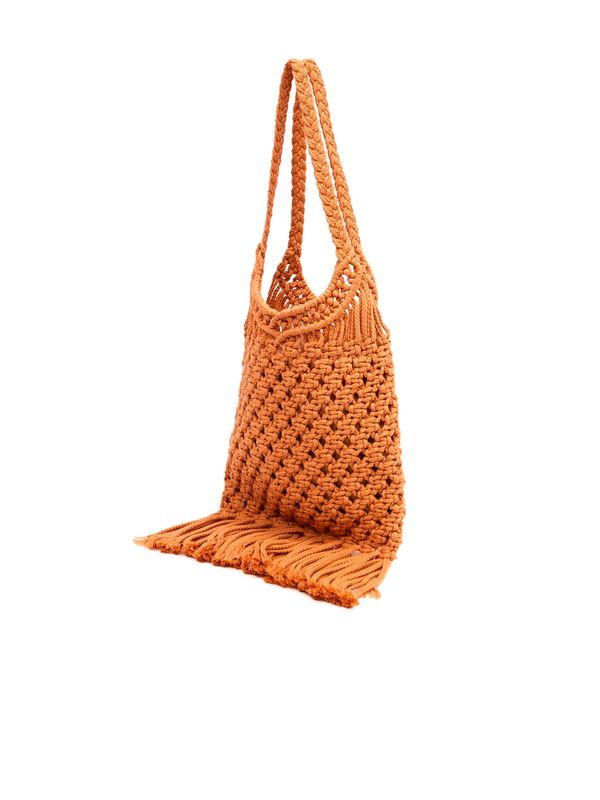 ORSAY BROWN WOMEN'S KNITTED BAG WITH DECORATIVE DETAIL - WOMEN