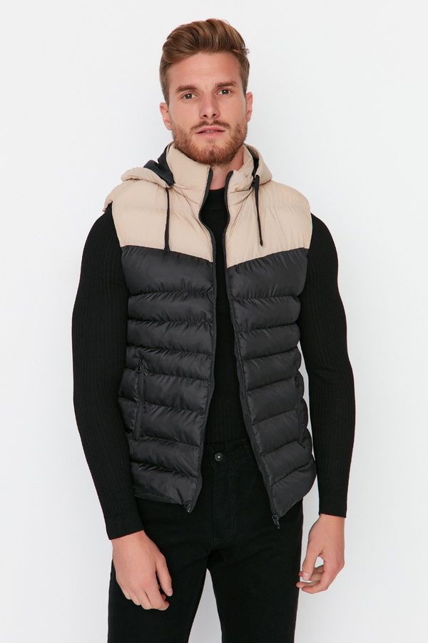 TRENDYOL BLACK REGULAR FIT COLOR BLOCK WINTER PUFFER VEST
