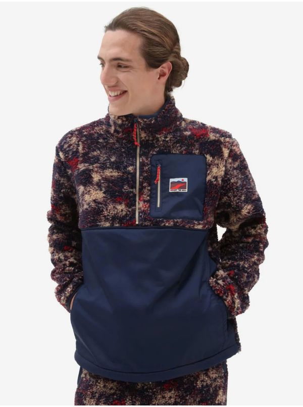 RED-BLUE MEN'S PATTERNED SWEATSHIRT MADE OF ARTIFICIAL FUR VANS - MEN