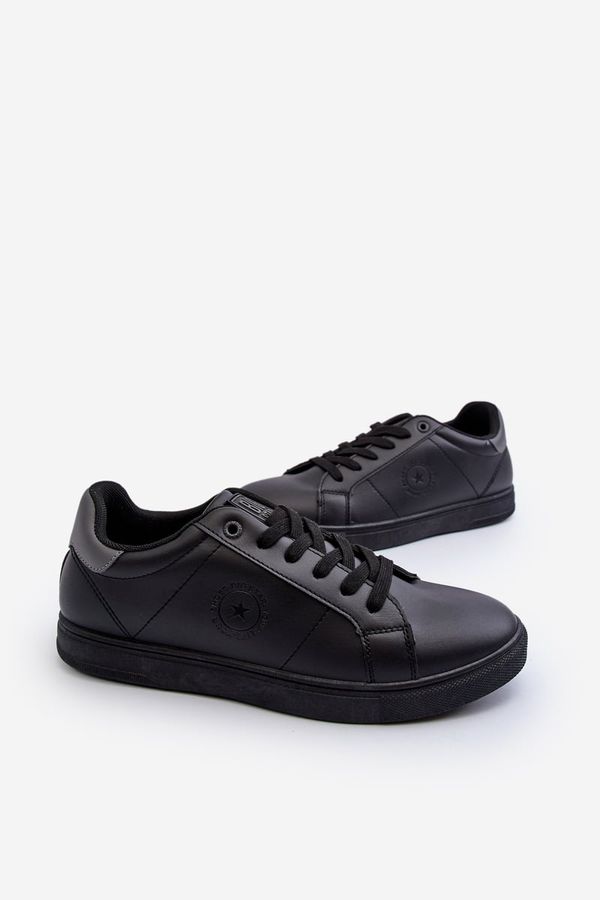 MEN'S ECO LEATHER BIG STAR BLACK LOW-TOP SNEAKERS