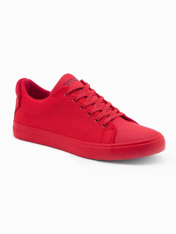 OMBRE CASUAL ONE-COLOR MEN'S SNEAKERS WITH COMBINED MATERIALS - RED