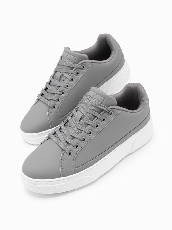 OMBRE MEN'S ECO LEATHER SNEAKERS SHOES WITH THICK SOLE - GREY