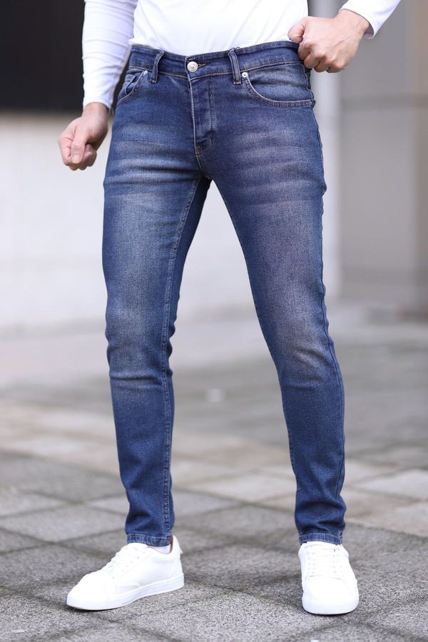 TRENDYOL NAVY BLUE SKINNY RIBBED JEANS