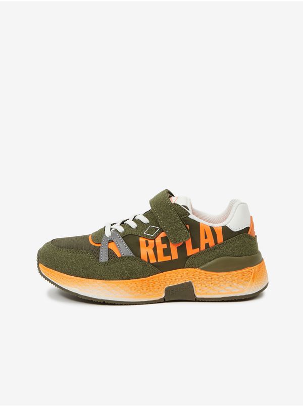 ORANGE-GREEN KIDS SNEAKERS WITH SUEDE DETAILS REPLAY - GIRLS