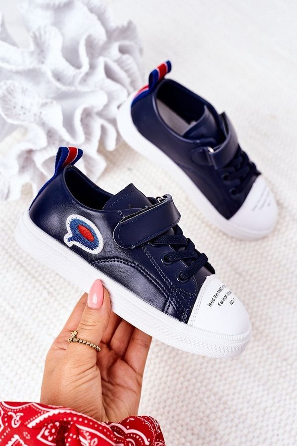 Children's sneakers with Velcro dark blue cartoon