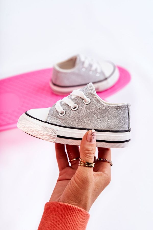 FR1 CHILDREN'S SNEAKERS TIED ROSE SILVER WELLA