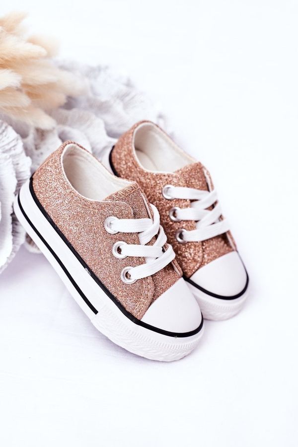 FR1 CHILDREN'S GLITTER SNEAKERS ROSE GOLD BLING-BLING