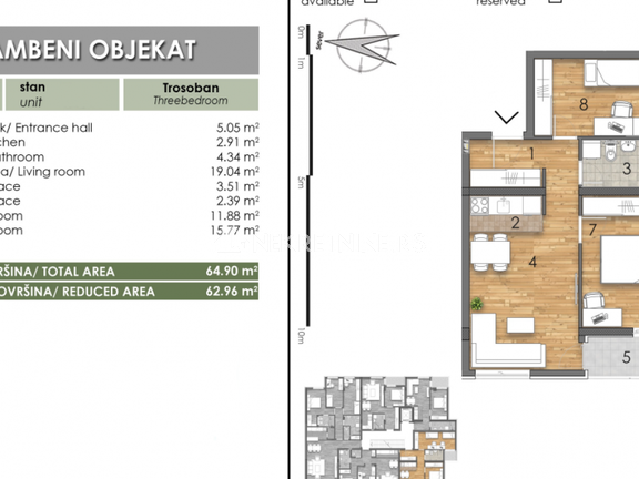 Novi Sad, Bulevar Oslobođenja, 3.0 stan, 63m2, 190575 EUR