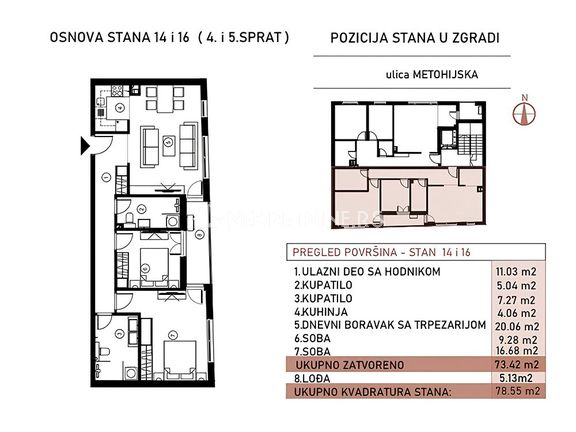 Prodajemo trosoban stana, nov, 78m2, luks, povraćaj pdv a