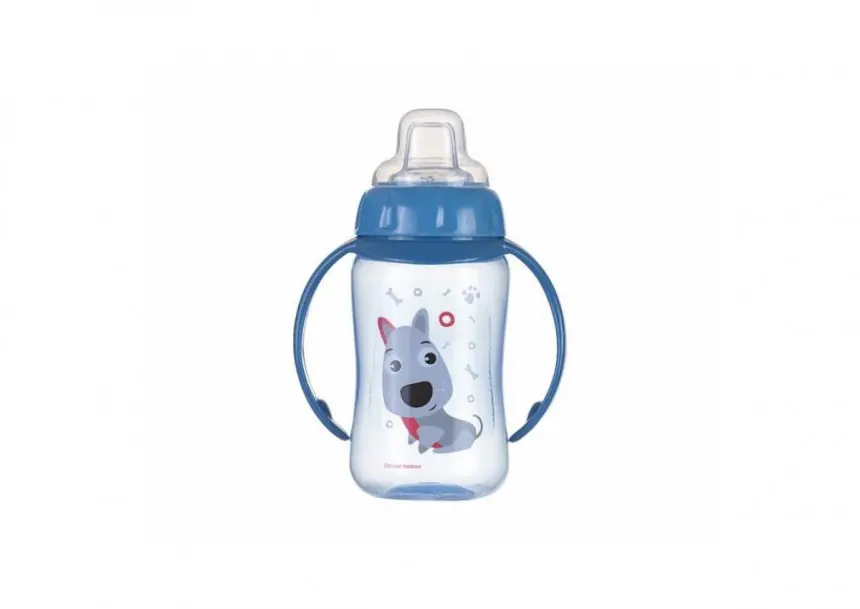 CANPOL BABY FLASICASOLJA SA KLJUNOM I RUCKAMA 56512 "HAPPY ANIMALS - TRAINING" 320ML - DOG (56512_blu)