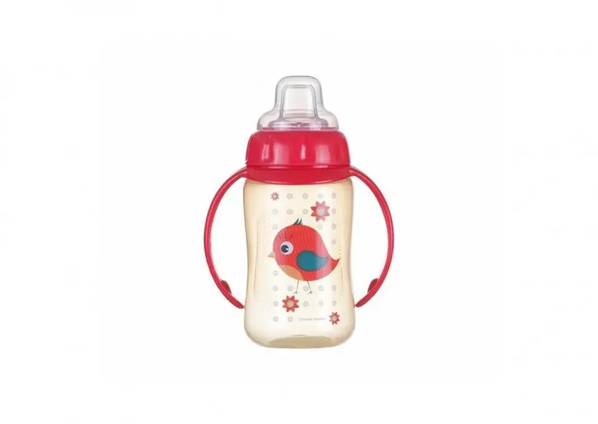 CANPOL BABY FLASICASOLJA SA KLJUNOM I RUCKAMA 56512 "HAPPY ANIMALS - TRAINING" 320ML - BIRD (56512_red)