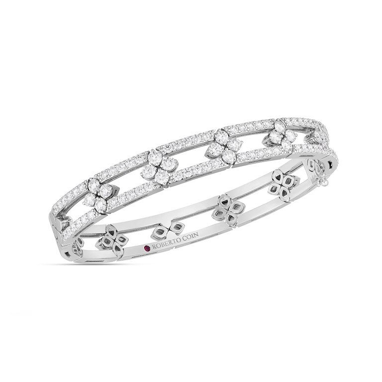 Love in Verona 18k white gold diamond pave bangle