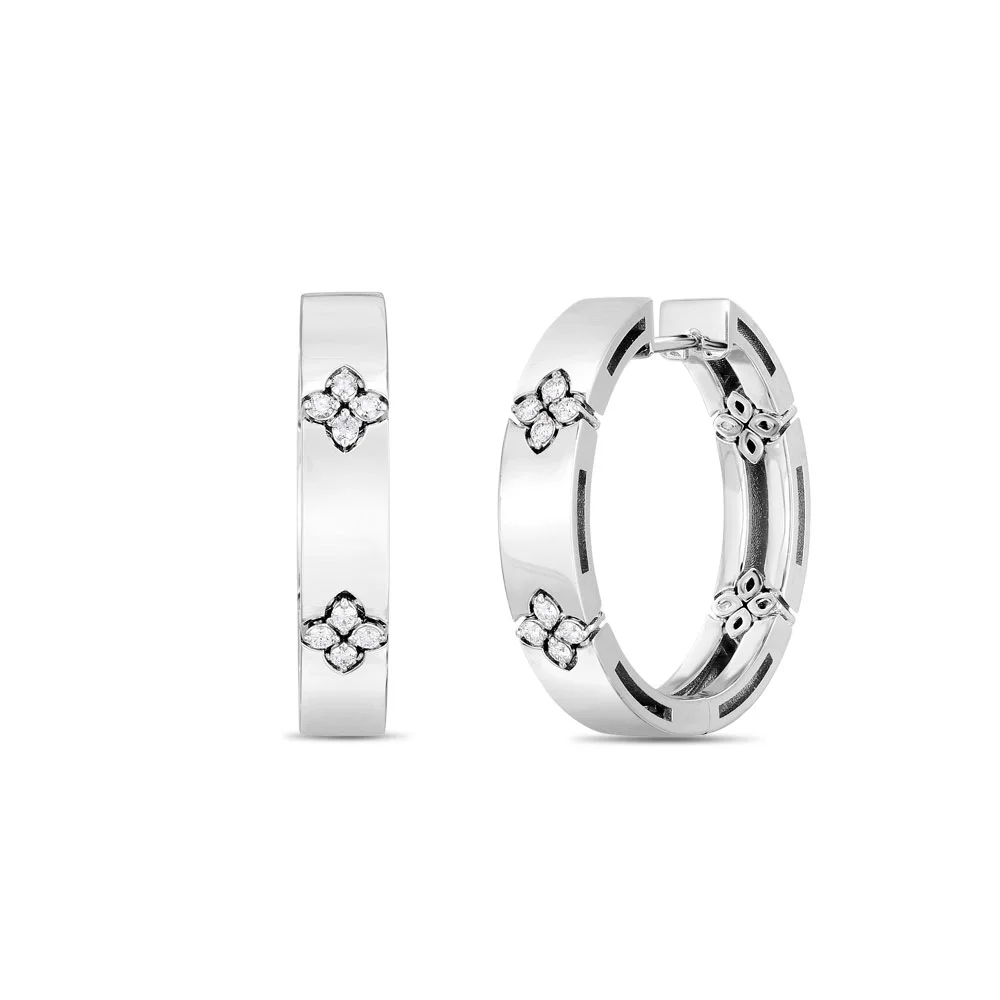 Love in Verona earrings with diamonds - 18kt white gold