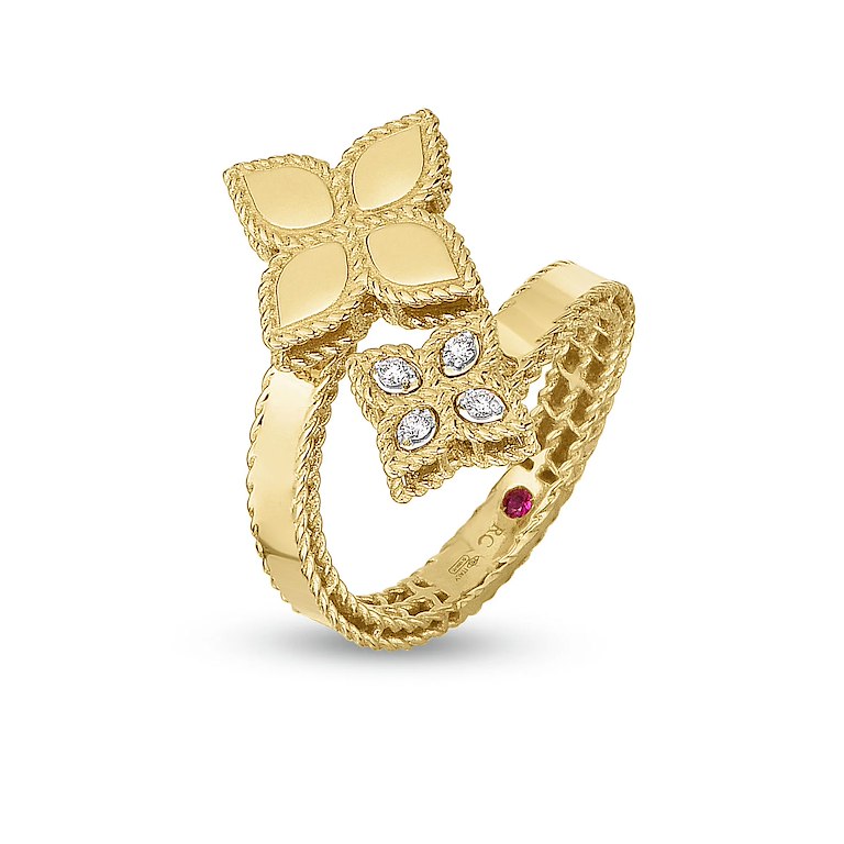 Princess Flower ring with diamonds