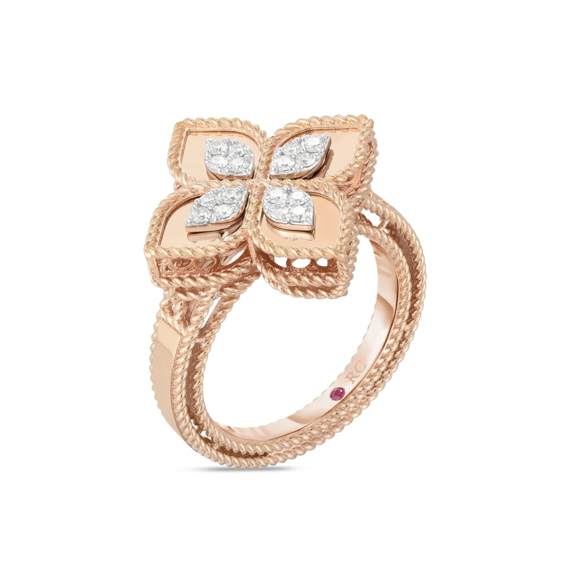 Princess Flower ring with diamonds