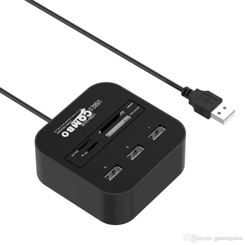 JWD-U35 USB HUB + čitač kartica 2u1, USB Povezivanje, Crni